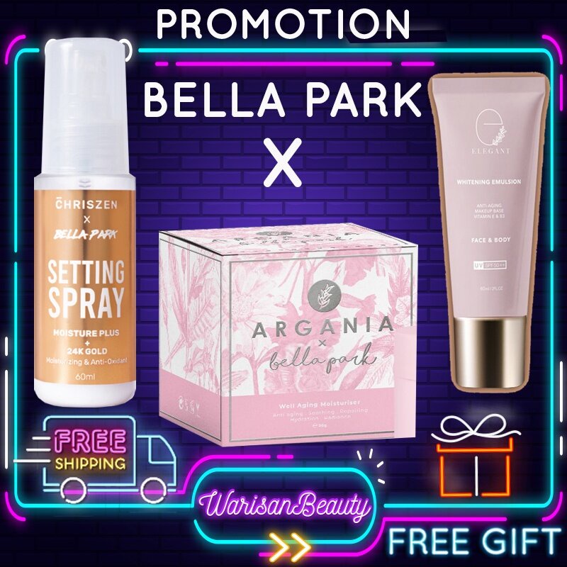 🔥Best Package🔥Bella Park Setting Spray Argania Moisturiser Elegent Whitening Emulsion Original ...