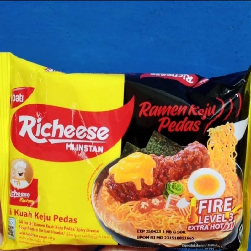 Richeese ramen Spicy Cheese/Mi ramen Richees/Mi ramen level 3/noodle ...