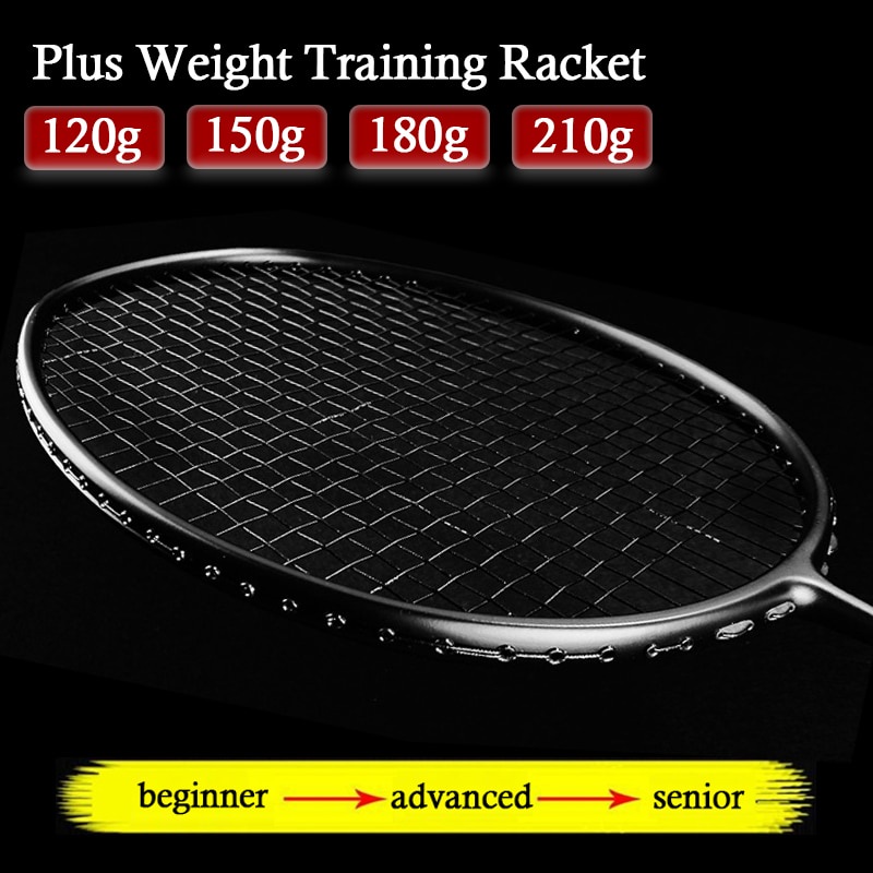 Plus Weight Training Badminton Racket 26-34 Pounds 120g 150g 180g 210g Carbon Fiber Professional ...