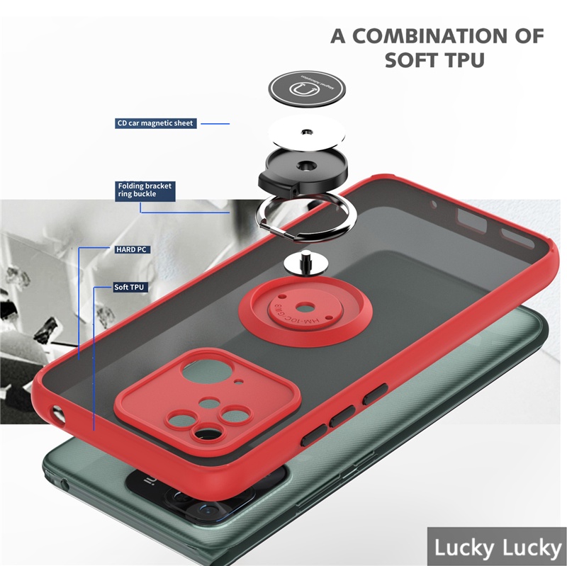 Luxury Redmi 10C 10A 10 9C 9A 9T 9 Hard Acrylic Ring Stand Casing Shock ...