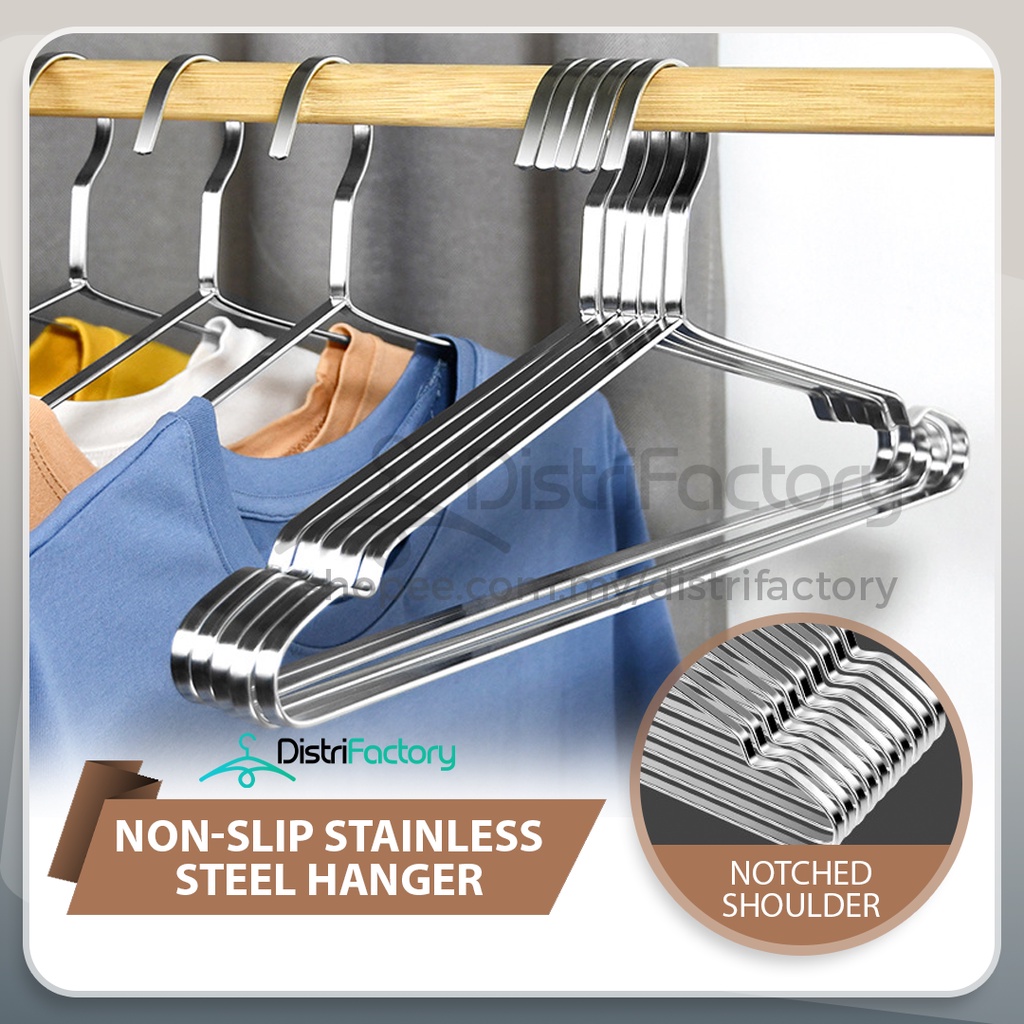 Stainless Steel Bold Flat Strip Hanger Non-slip Hanger Solid Drying ...
