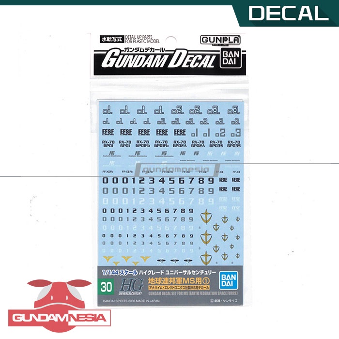 Hgug EFSF GP01 GP01Fb GP02A GP03S Gundam Bandai Water Decal (GD-30 ...