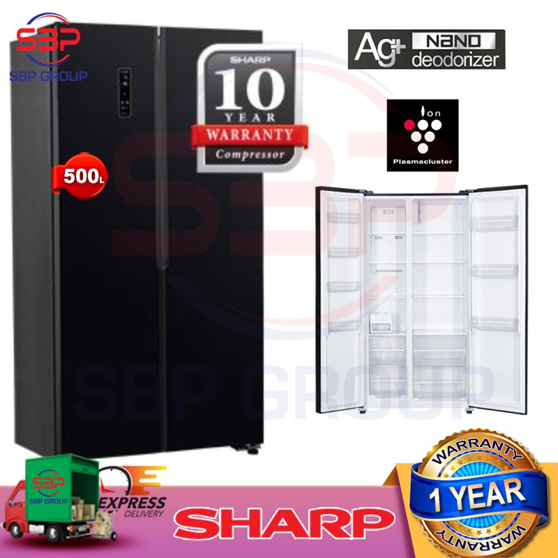 SHARP SBS REF-INVERTER,GLASS BLACK PETI AIS SIDE BY SIDE SHP-SJX518GK ...