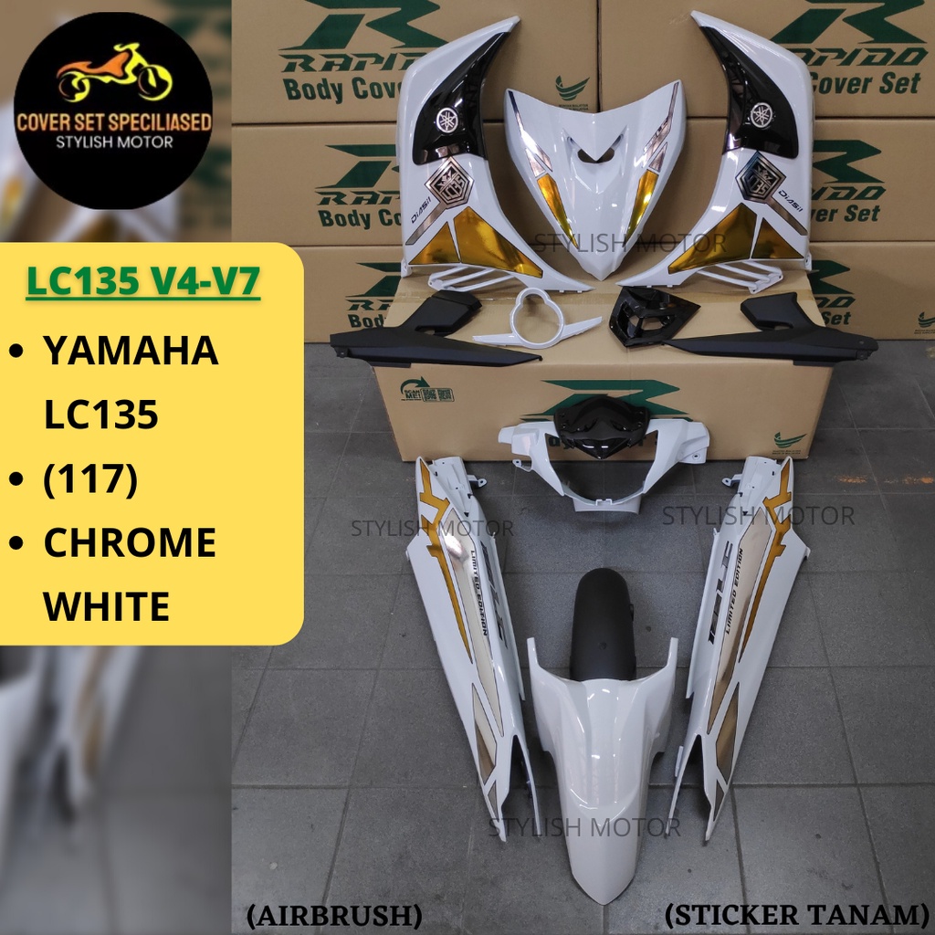(STICKER TANAM/AIRBRUSH) RAPIDO COVER SET LC135 V4 V5 V6 V7 LC135 (117) - CHROME WHITE | Shopee ...