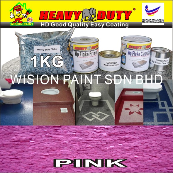 ( pink ) diy Full Set Epoxy Colour Flake Coating ( 1KG FLAKE / 1L ...