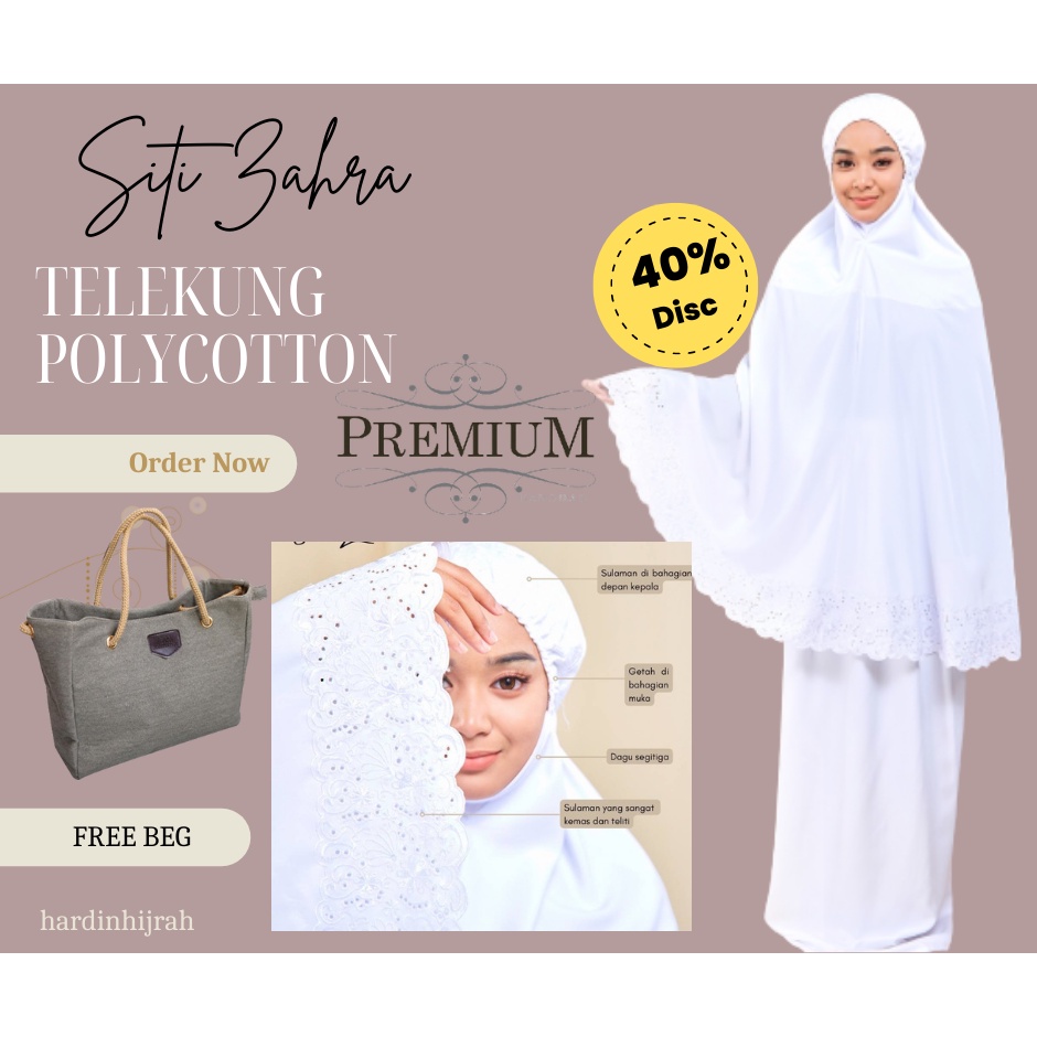 TELEKUNG PREMIUM SITI ZAHRA COTTON FREE BEG QUALITI | Shopee Malaysia