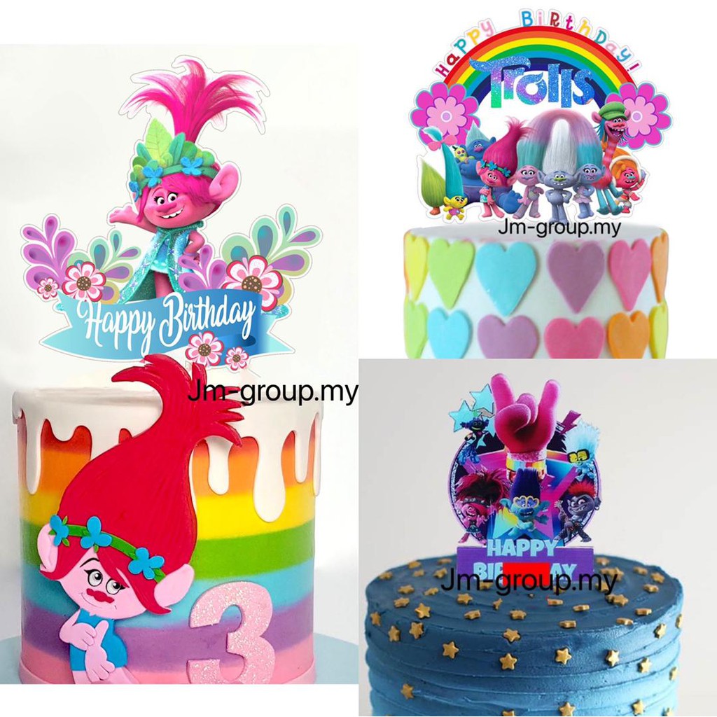 Troll Happy Birthday Cake Topper Acrylic 1PCS For Cake Decoration ...