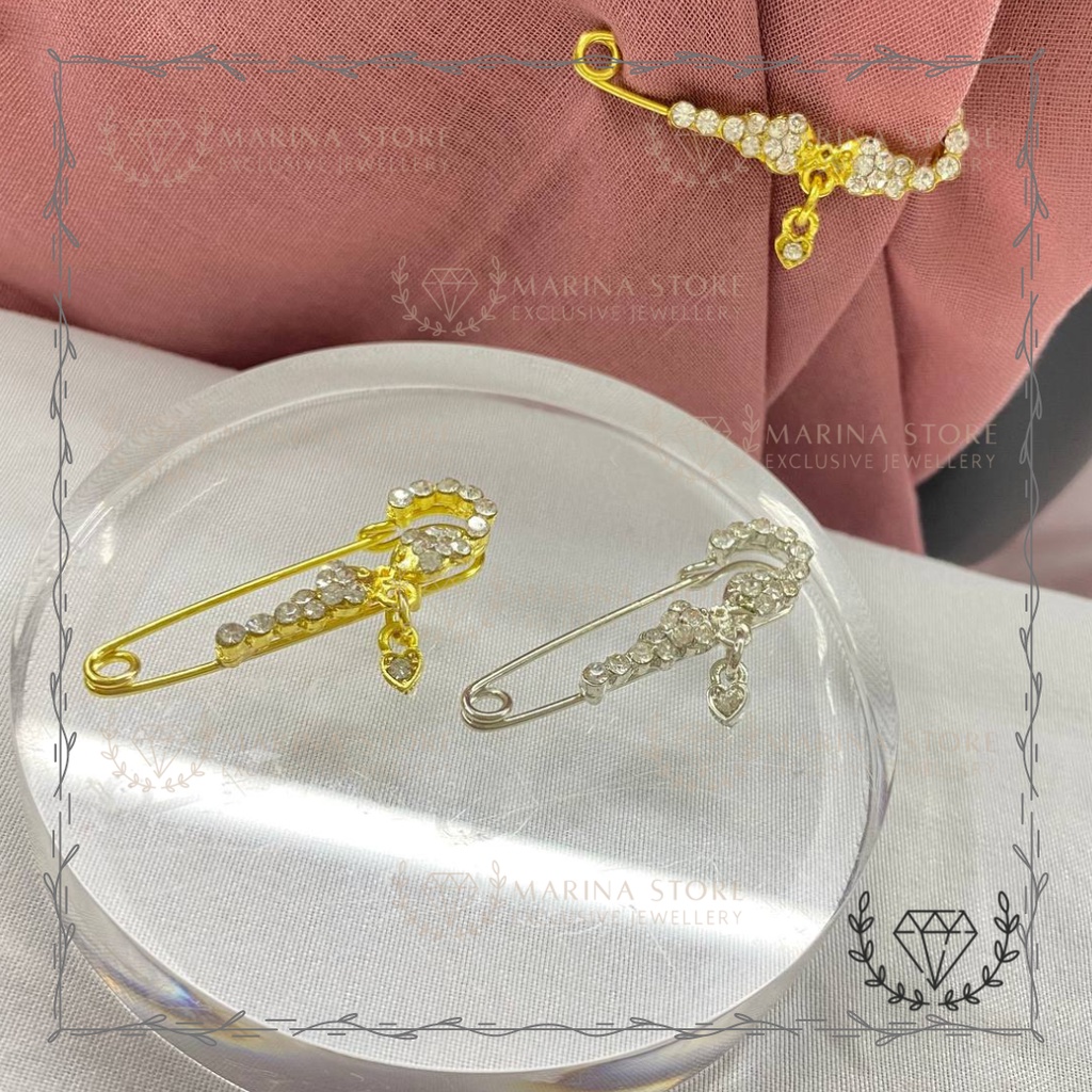 Kerongsang Emas Korea Pin Tudung Jarum Peniti Gold Silver Brooch Muslimah Hijab Fashion Paper Clip Murah Diamond Mutiara Shopee Malaysia