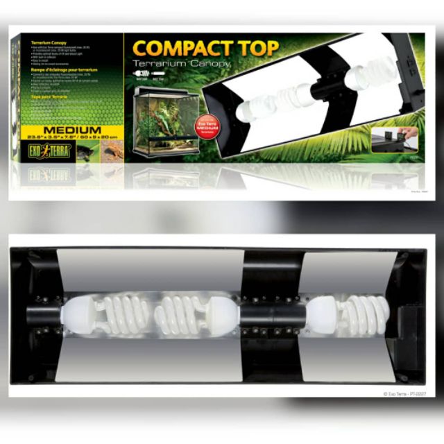 EXO TERRA COMPACT TOP CANOPY 60CM PT2227 UVB BULB REFLECTOR MEDIUM COMPACT FLUORESCENT TERRARIUM ...