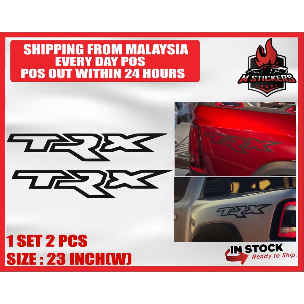 2 PCS TRX SIDE REAR CAR STICKER KERETA STICKER DODGE RAM FORD 4X4 HILUX ...