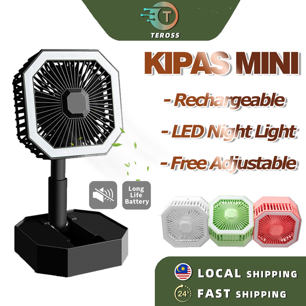 Kipas mini Fan with Light Portable Fan Rechargeable USB Fan Foldable ...