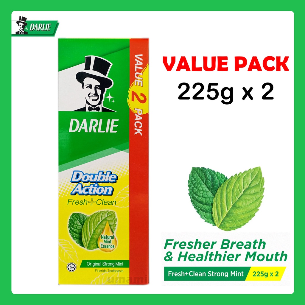 Darlie Double Action | Original Strong Mint Toothpaste (225g x 2 ...