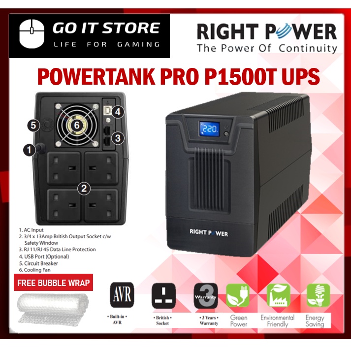 RIGHT POWER POWERTANK PRO P1500T/ P2000T 1500VA 2000VA UPS | Shopee ...