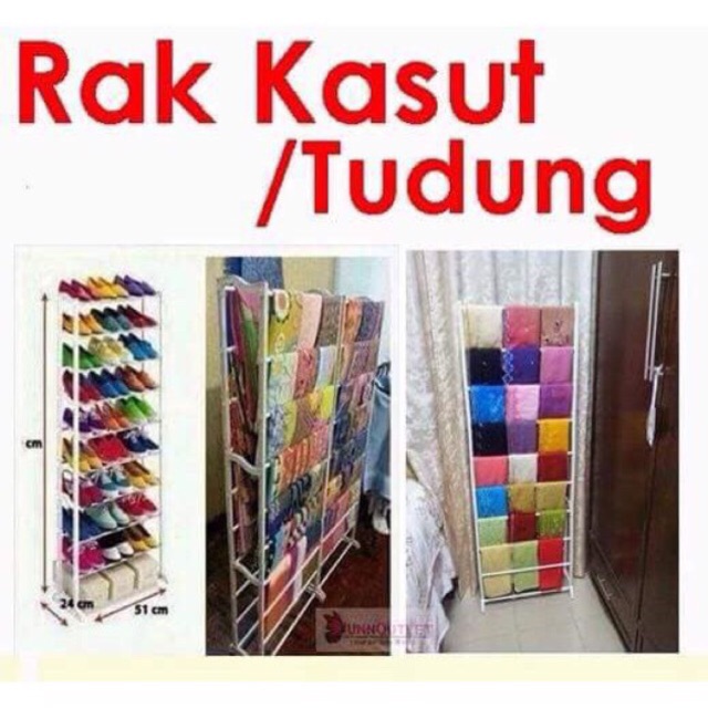 shoe rack rak tudung shawl organizer rak tudung shawl shelf | Shopee ...