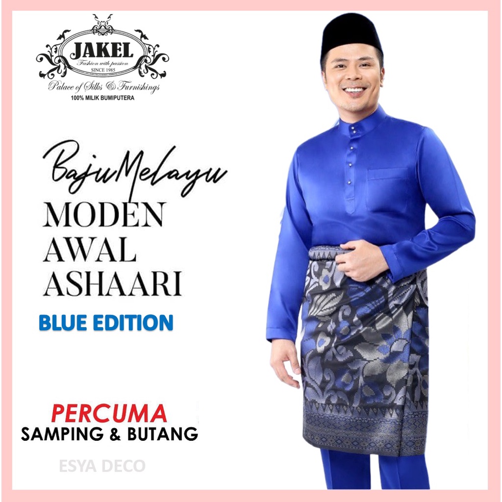 [BLUE SET] Baju Melayu Awal Ashaari Paloma Slim Fit by JAKEL Baju ...