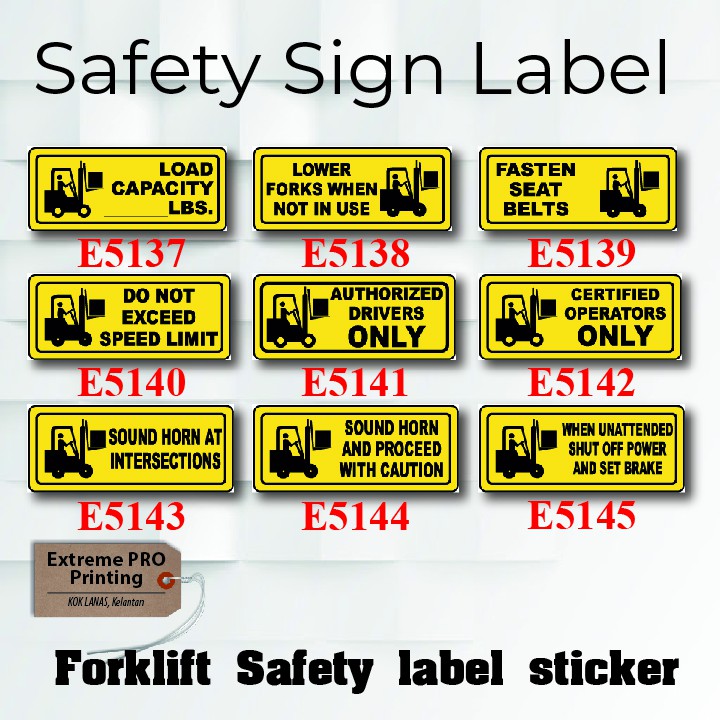 SAFETY SIGN LABEL Forklift Safety Label Sticker 5inci x 2inci PVC ...