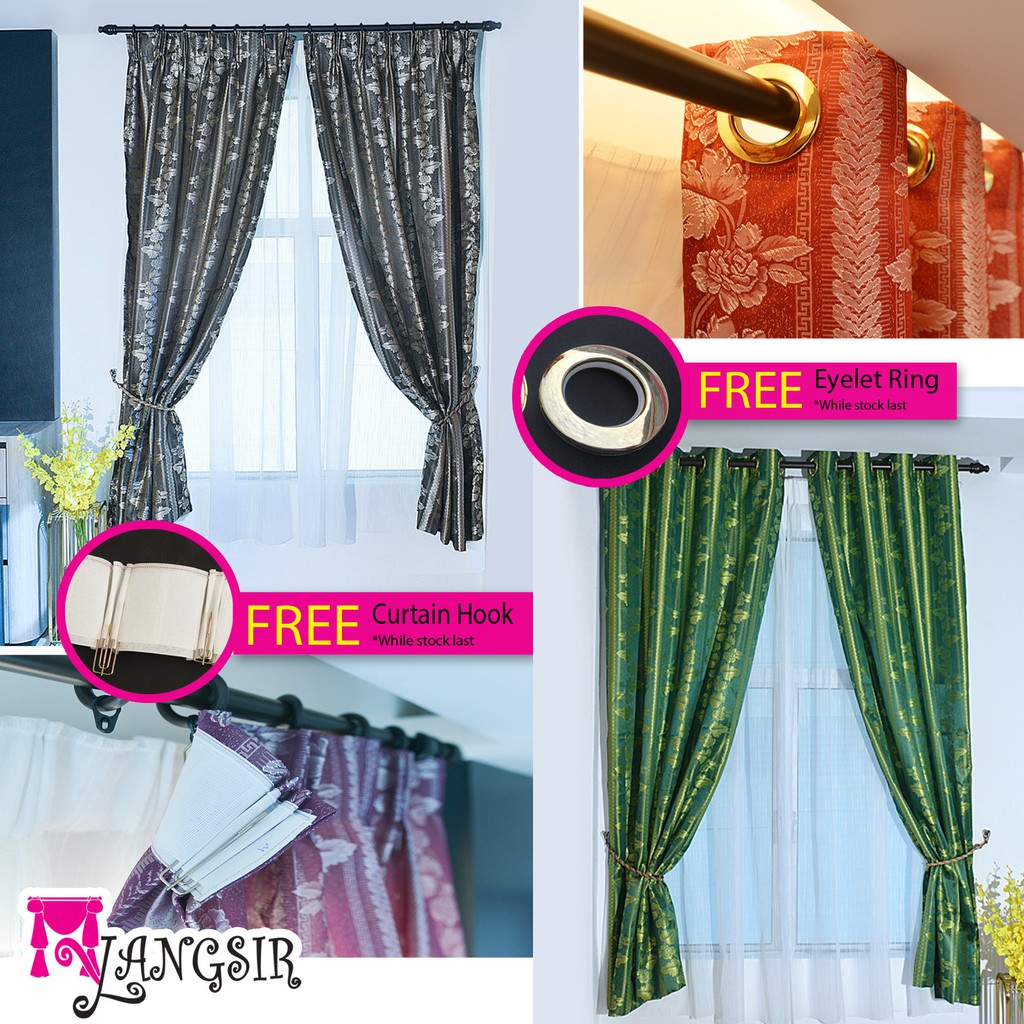 MYLANGSIR Langsir corak Bunga Rose, Raya/Window Curtain Jaquard/Lebar ...