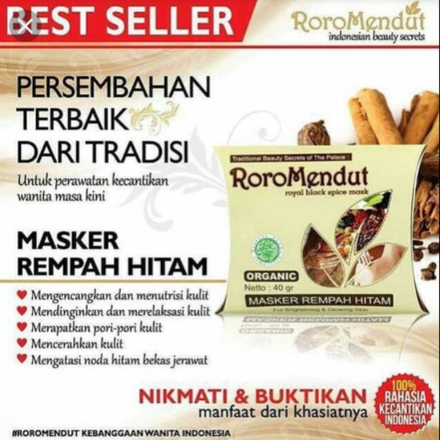 Masker Roro Mendut Rempah Hitam 40g (Whitening) | Shopee Malaysia