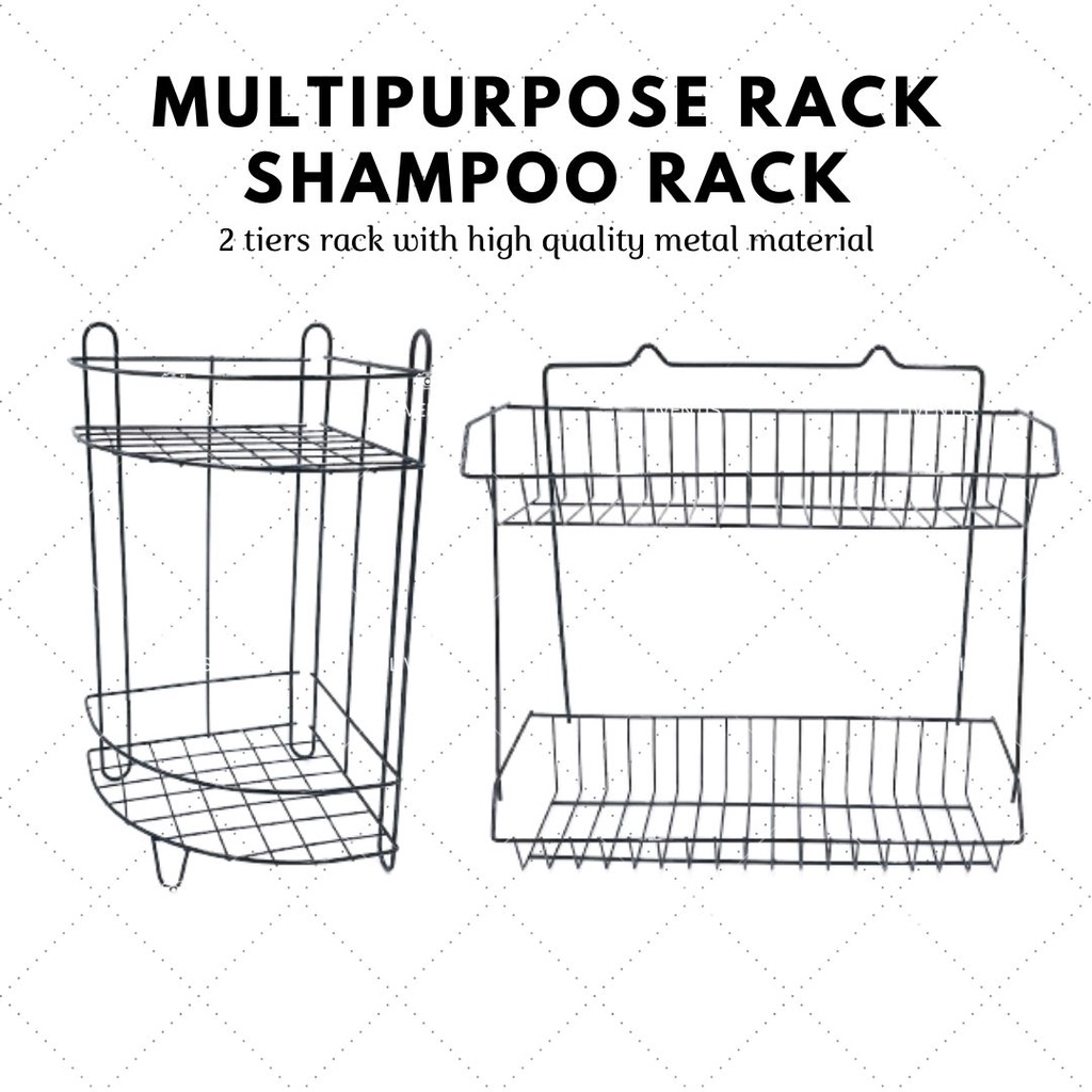 2 Tiers Rack/ Shampoo Rack/ Corner Rack/ Multipurpose Rack/ Rectangle ...