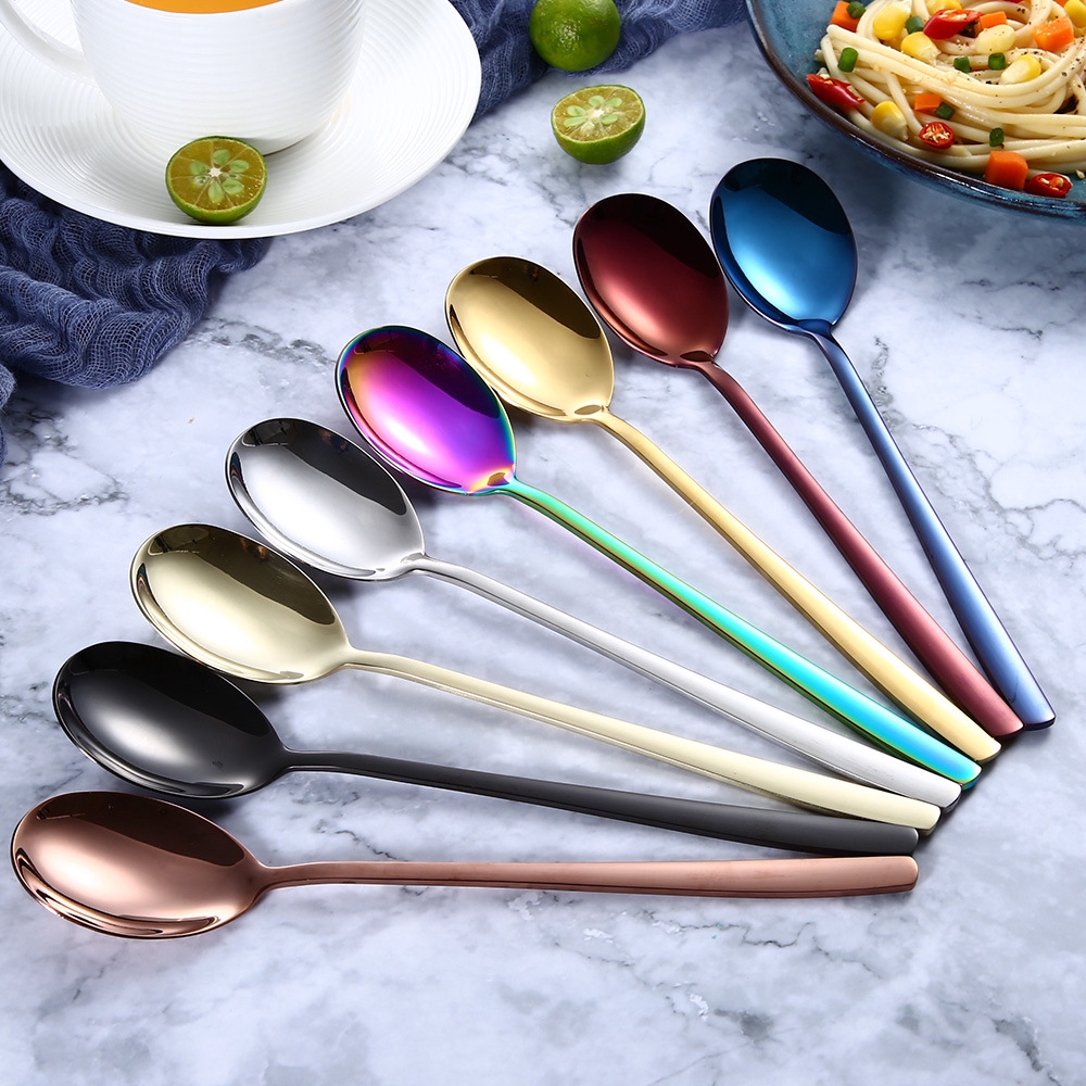 Stainless Steel Metal Dinner Spoon And Fork Set Cutlery Korean Spoons ...
