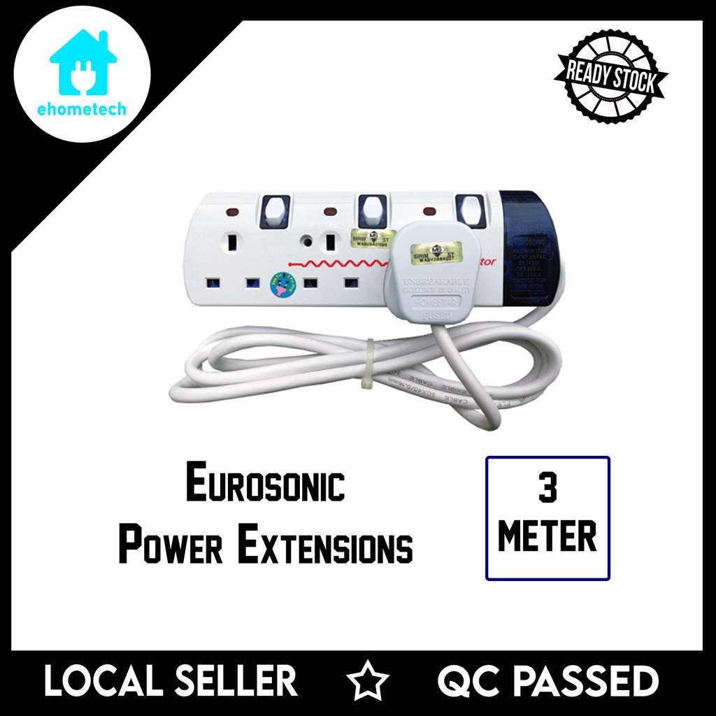 LUMI Heavy Duty Sirim Portable Outlat Socket 3 / 4 / 5 Gang 2500 Watt ...