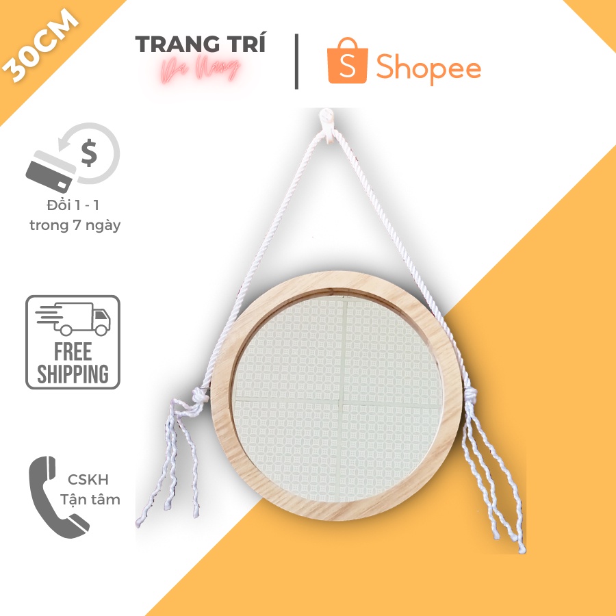 Round Mirror With Wooden Edges 30cm, Round Mirror Wall Mounted ...