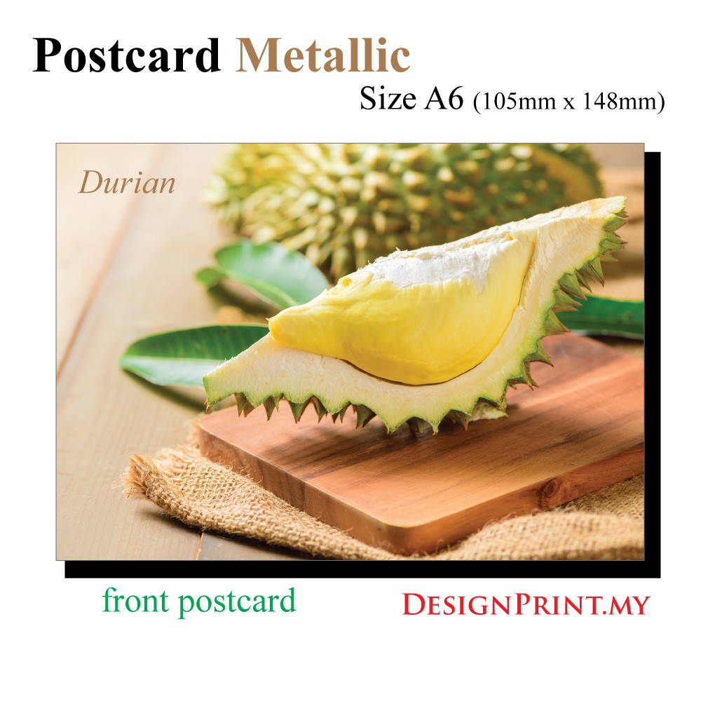 Postcard Durian printed on Metallic Card, with shiny glittering effect ...
