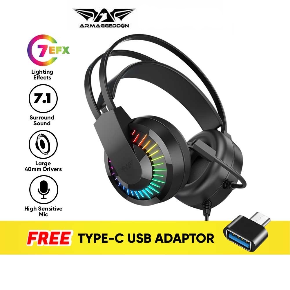 Armaggeddon Nuke 5 Gaming Headphone | Virtual 7.1 | Free USB C Adapter ...