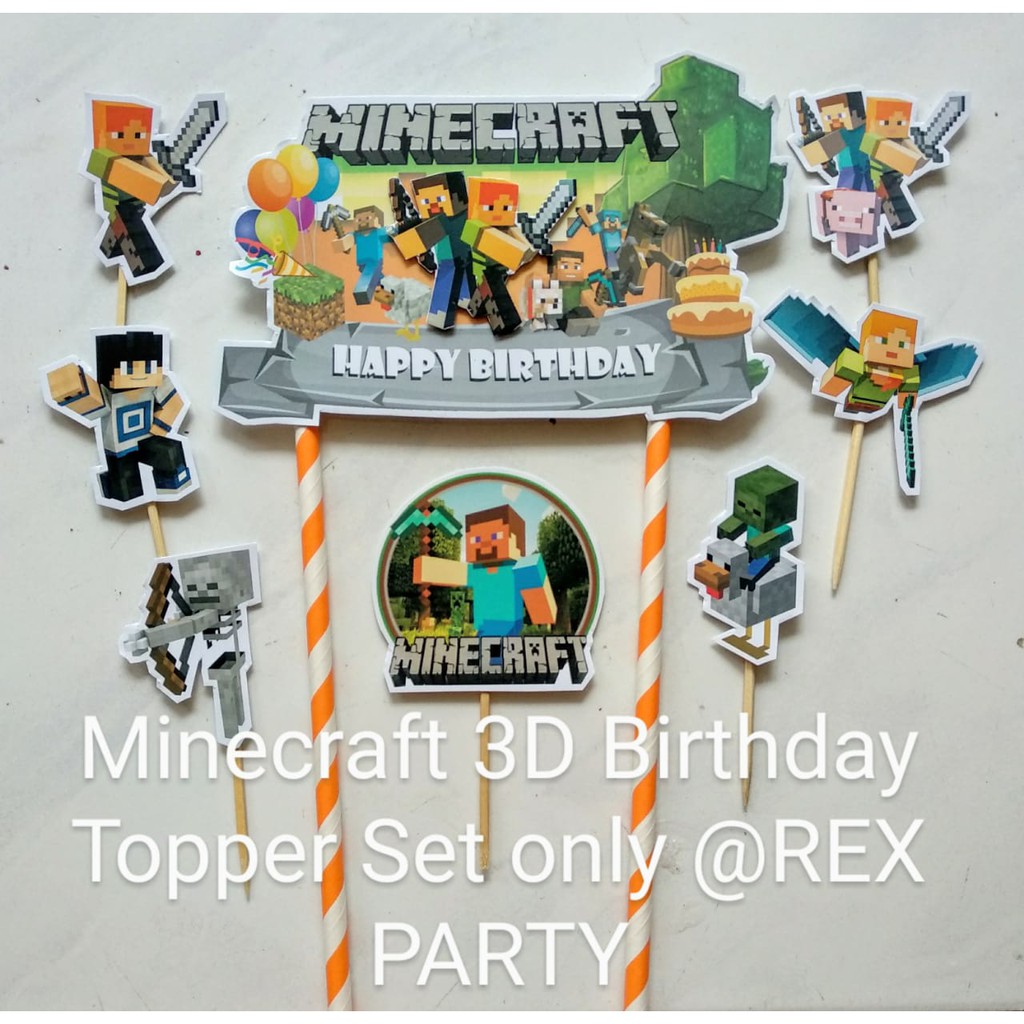 Minecraft Cake Topper/3D Minecraft Cake Topper/3D Birthday Banner ...