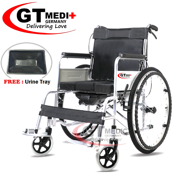 WA-PC-19 GT MEDIT GERMANY Lightweight Self Propelled Commode Toilet Wheelchair Foldable Wheel ...