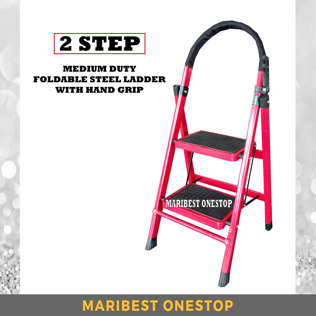 2 Step Medium Duty Foldable Steel Ladder With Hand Grip (ADDRESS ...