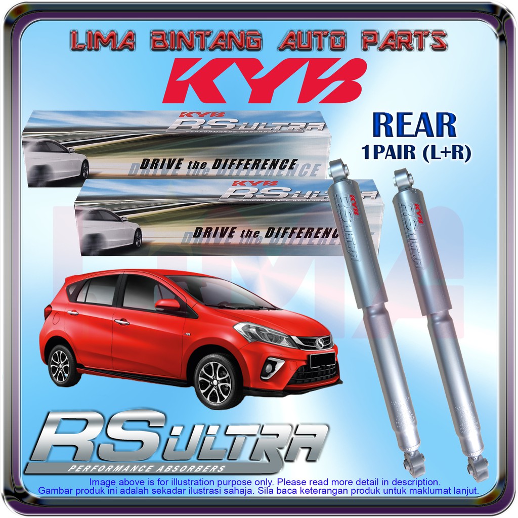 ( 1Pair ) Perodua Myvi New D20N Rear Shock Absorber Heavy Duty RS ULTRA KAYABA KYB (2018-2021 ...