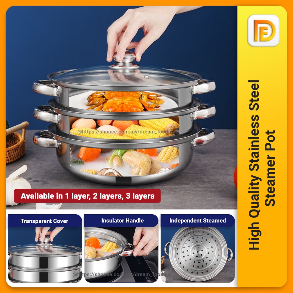 Steamer Pot Pengukus Stainless Steel Periuk Kukus Cookware Steam Pot ...