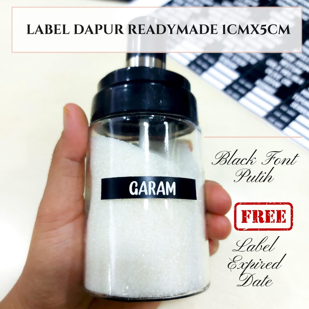 (100pcs)Label Dapur Readymade 1cmx5cm / Kitchen Label Readymade ...