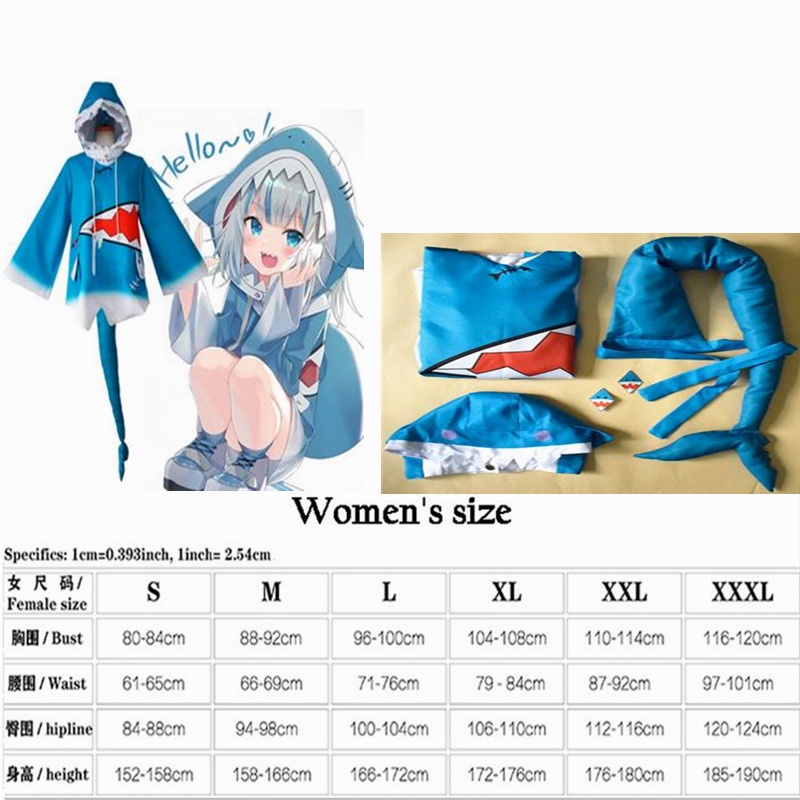 New Hololive Gawr Gura Cosplay Costume ENG Shark Costume for Women Halloween Youtuber Cosplay ...