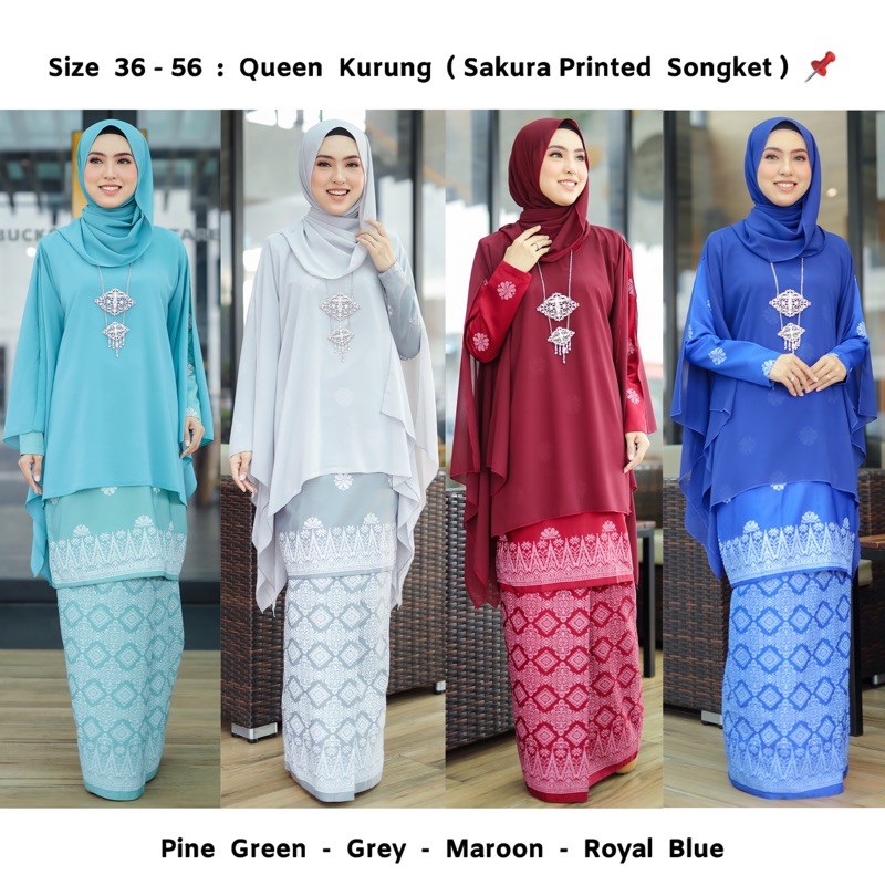 Queen Kurung Moden Songket Printed . Cape Kurung . Muslimah Plus Size ...