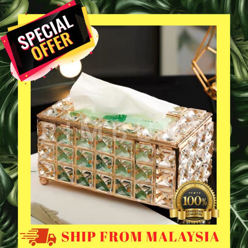 European-style luxury crystal tissue box living room Bekas Kotak Tisu ...