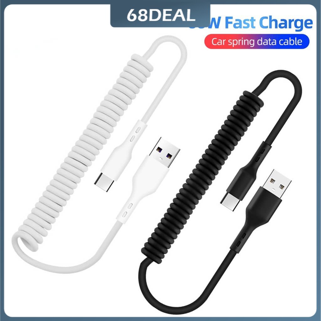 [Johor Stock] 66W 6A Car Spring Data Cable / Super Fast Charging Cable ...