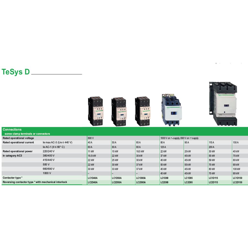 SCHNEIDER Contactor Tesys-D LC1D40A LC1D50A LC1D65A 40A 50A 65A AC3 ...