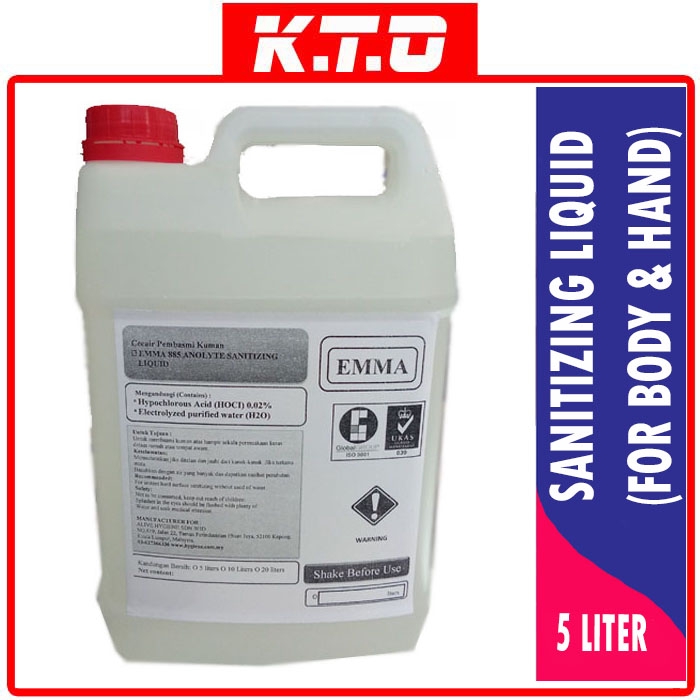 5L EMMA 885 HAND SANITIZER and BODY LIQUID ( BEST USE FOR DIRECT SKIN ...