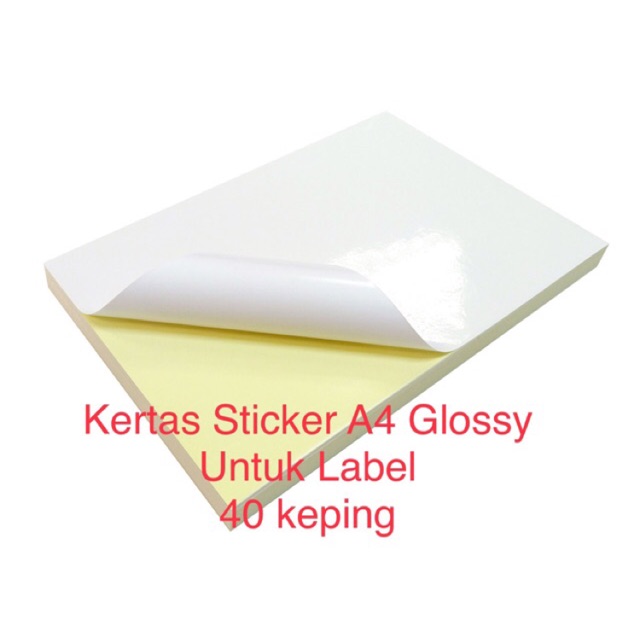 [PREORDER]KERTAS STICKER / STICKER PAPER A4 GLOSSY UNTUK LABEL BOLEH ...