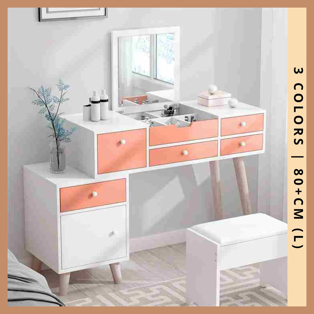 *Sweet Dressing Table with Mirror and Drawers [9023] | Shopee Malaysia