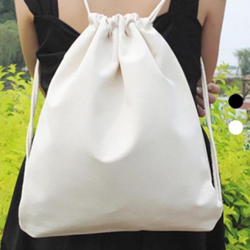 Plain white canvas backpack - canvas fabric (Comes with a lovely white ...