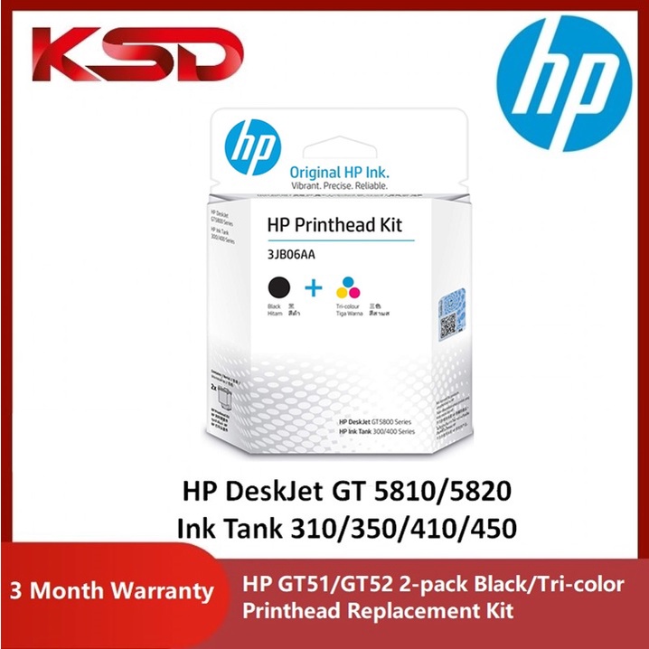 HP GT51/GT52 2-pack Black/Tri-color Printhead Replacement Kit | Shopee ...