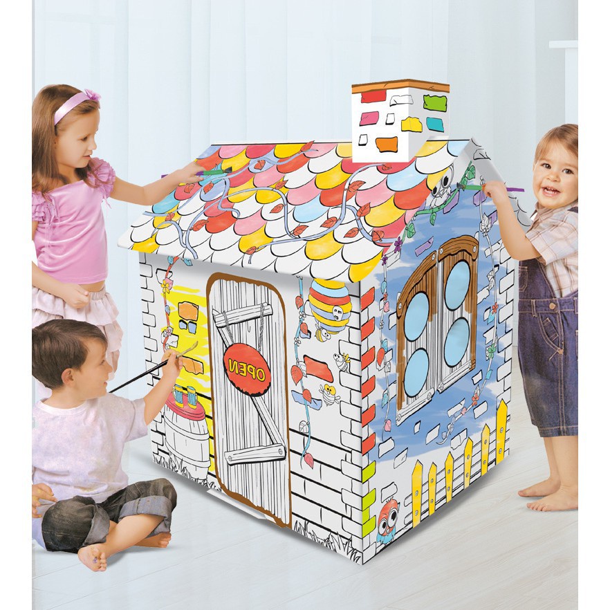 DIY Colouring Large Cardboard House [Up to 100cm- 6 Markers] Kids ...