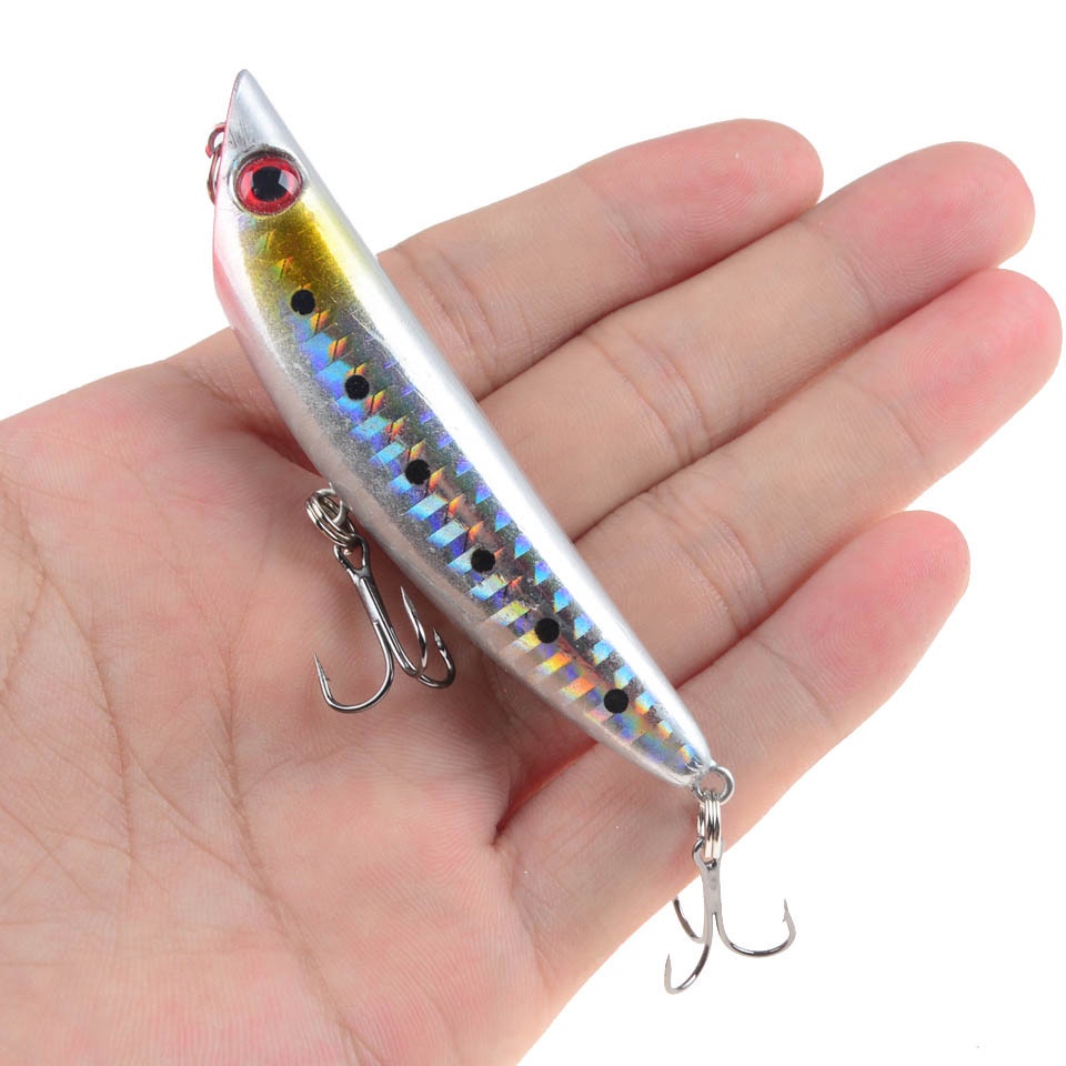 8cm/8.5g Artificial Pencil Plastic Hard Bait 3D Fisheye Floating Popper ...