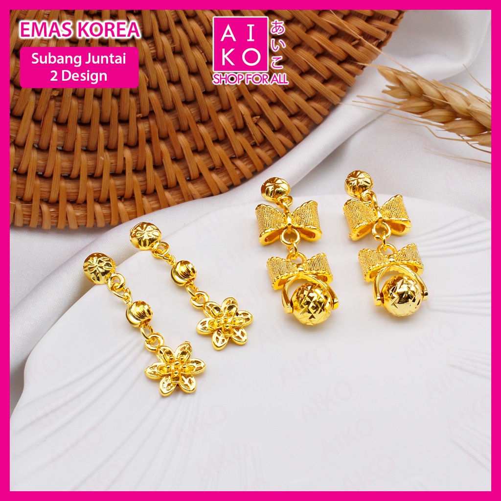 (AIKO) SUBANG JUNTAI EMAS KOREA 2 DESIGN (SEPASANG) | Shopee Malaysia