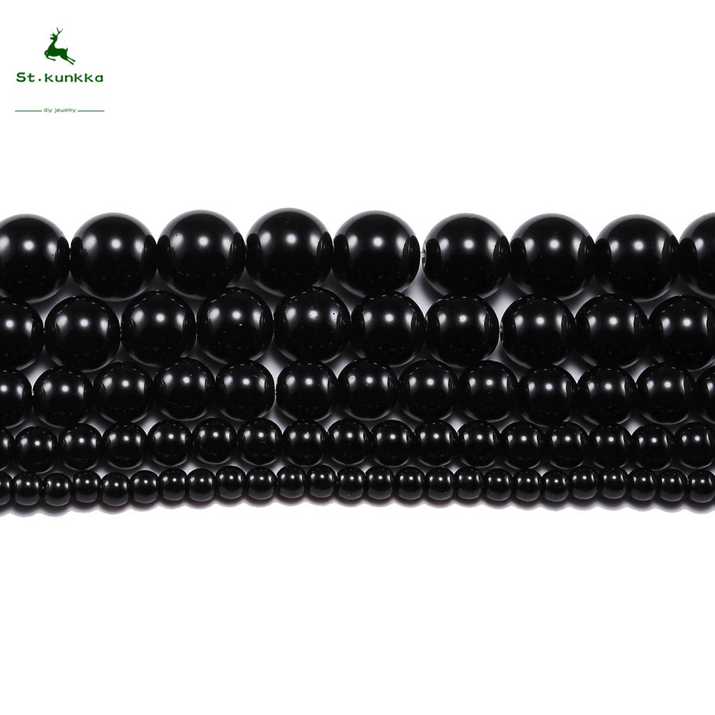 St.kunkka Glass Round Beads - Black (1Strand/Lot 4 x 6 x 8 x 10 x 12mm ...