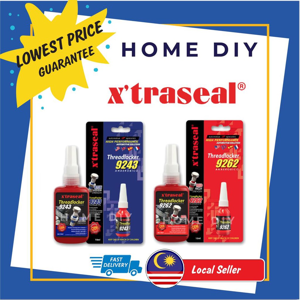 X' TRASEAL Threadlocker RED 9262 or BLUE designed for the sealin9243 ...