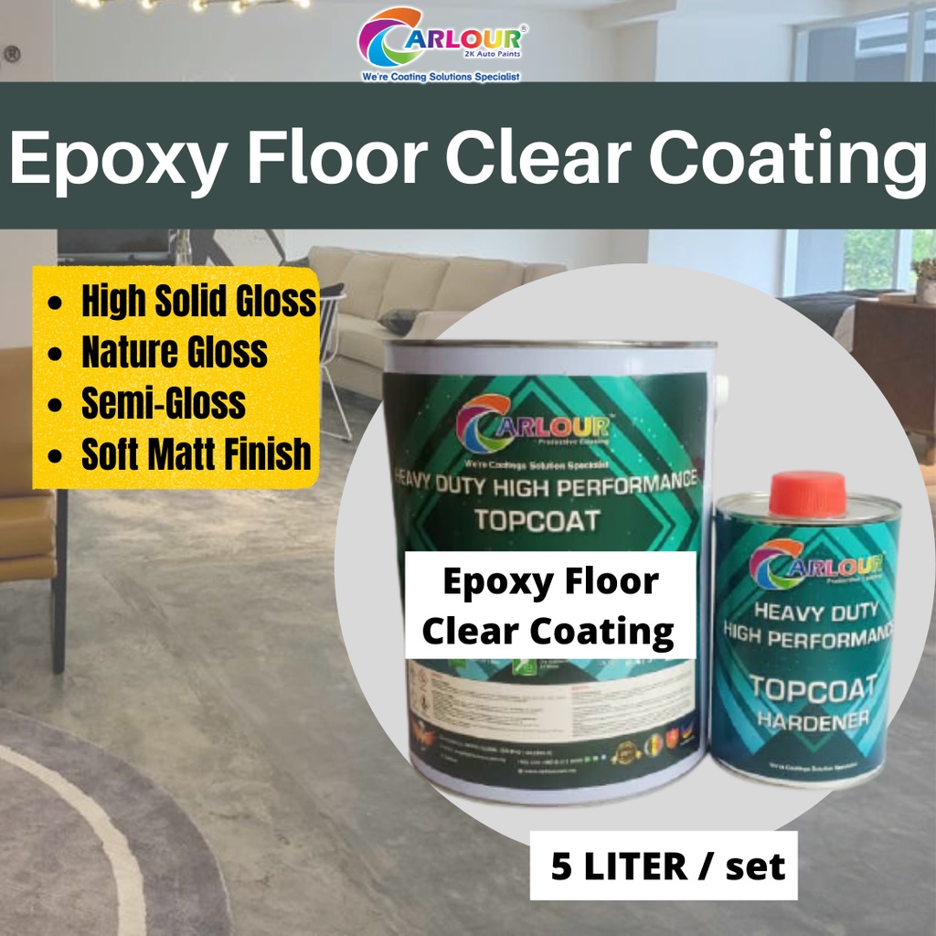 Heavy Duty Epoxy Floor Clear Coating 5L for concrete stone wall, floor ...